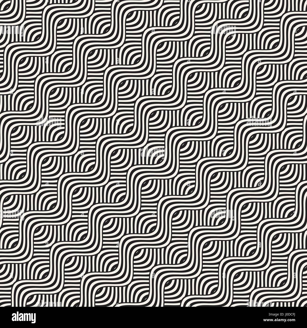 Abstract geometric pattern with wavy lines. Interlacing rounded stripes ...