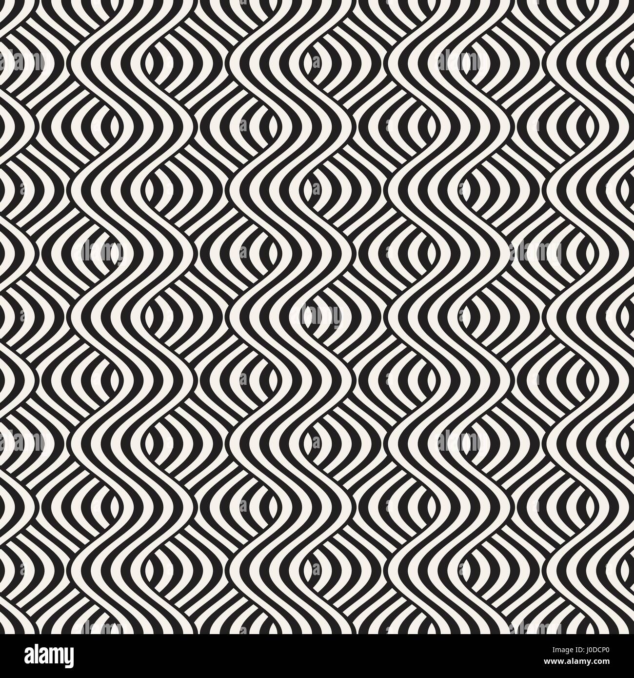 Abstract geometric pattern with wavy lines. Interlacing rounded stripes ...