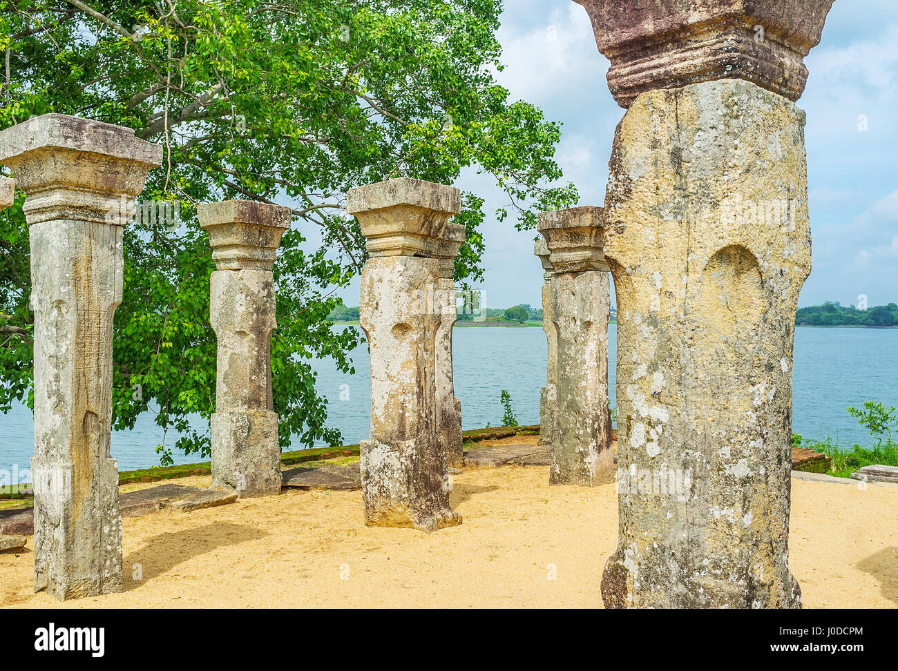 The rows of ancient stone pillars of the King's Council Chamber of ...