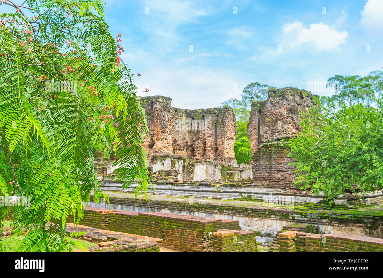 The view of the ruins of Royal Palace of King Parakramabahu with the ...