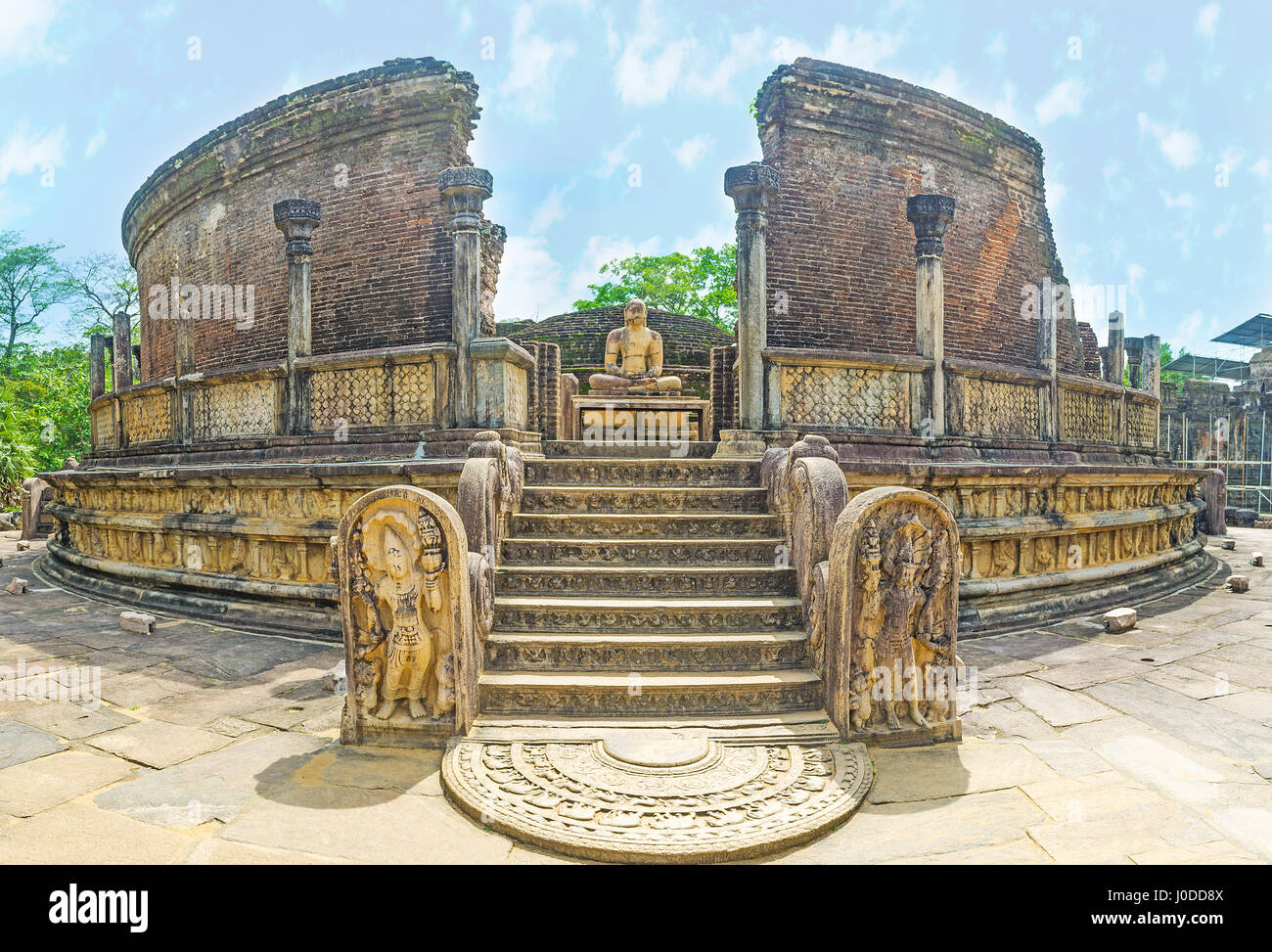 The ruins of the ancient Vatadage (Stupa House), that was rebuilt by ...