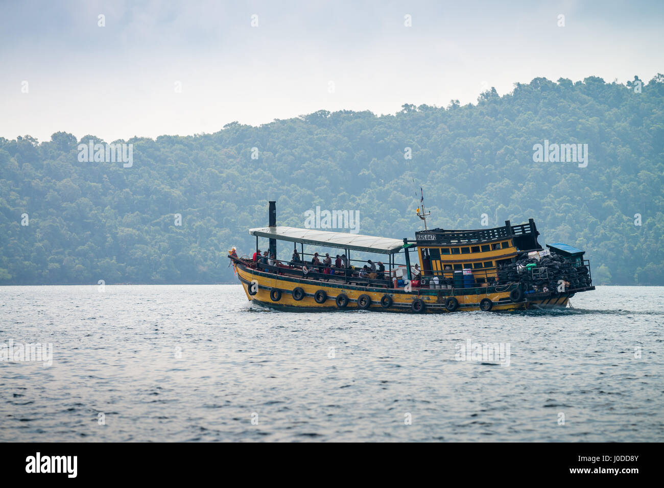 boat with tourists, Koh Rong Sanloem island, Cambodia, Asia Stock Photo ...