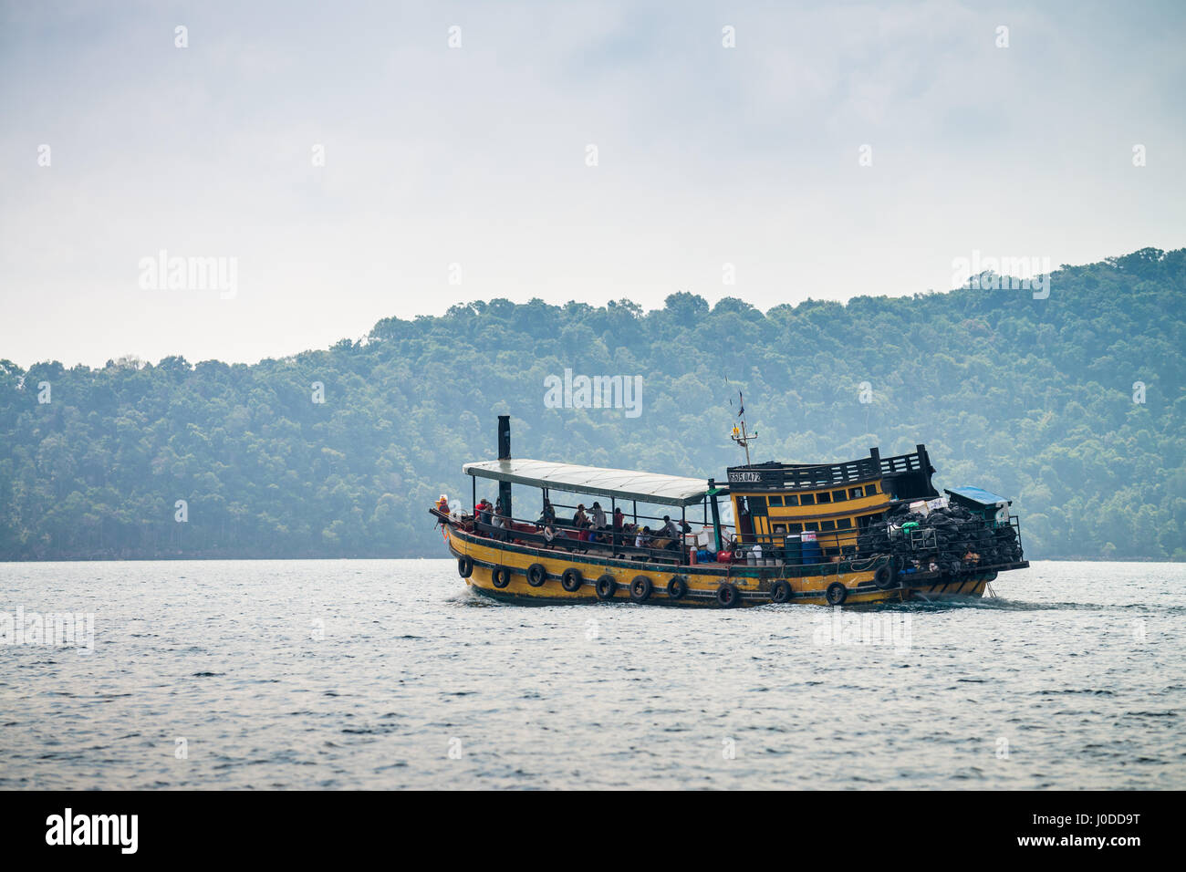 boat with tourists, Koh Rong Sanloem island, Cambodia, Asia Stock Photo ...