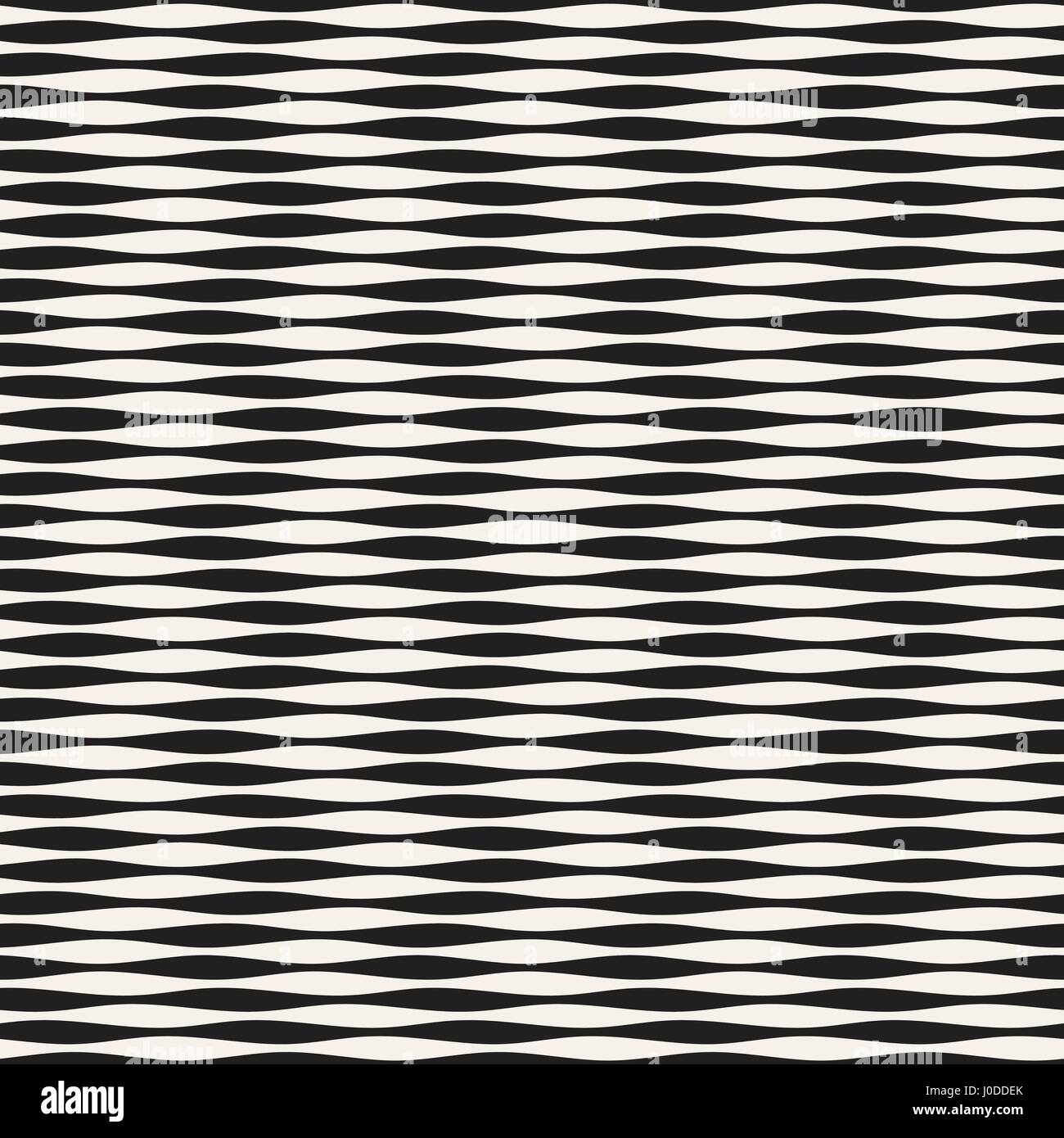 Wavy stripes vector seamless pattern. Retro wavy engraving texture ...