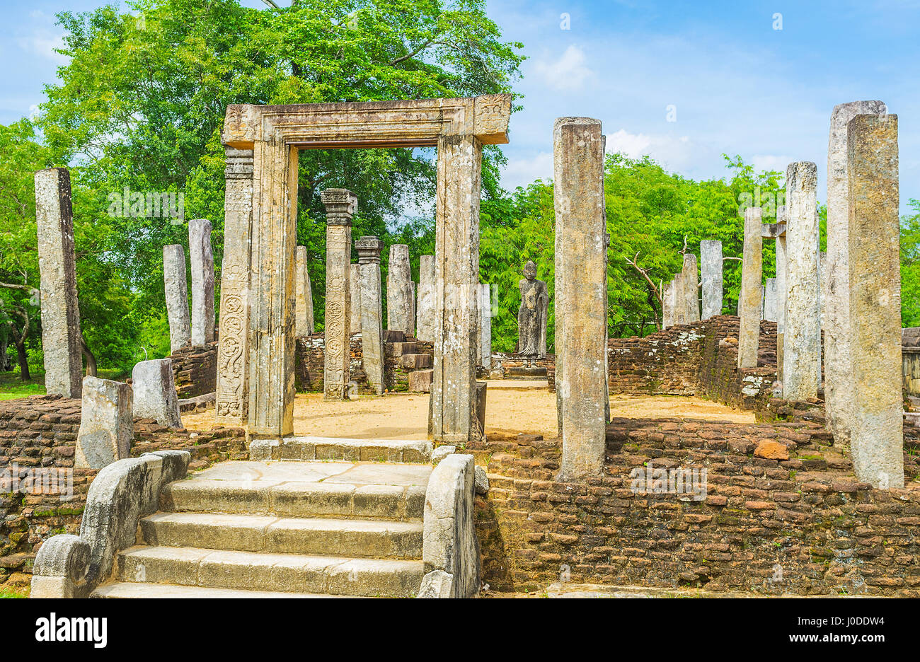 The preserved stairs and gateway to the old Atadage, the shrine, built ...