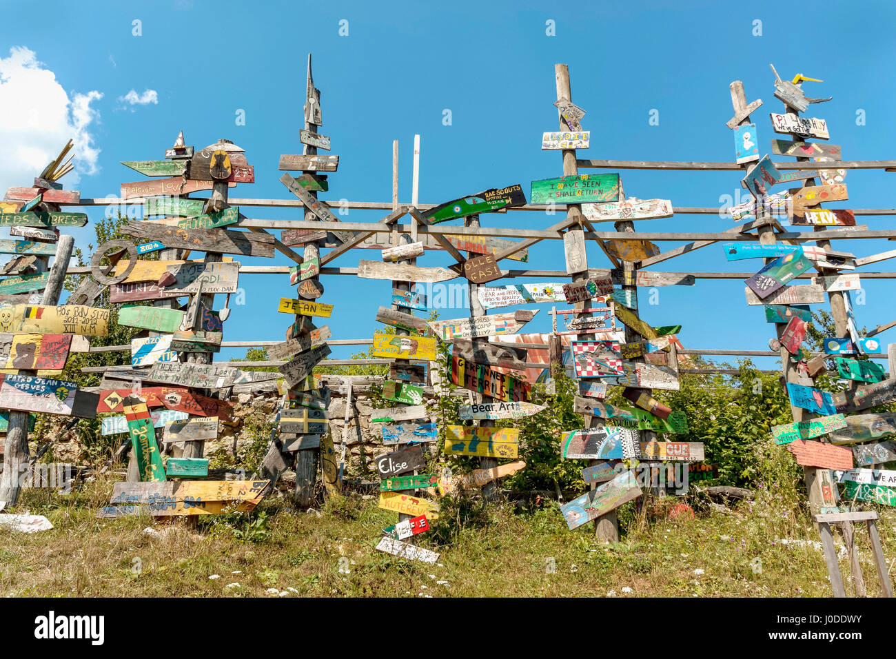 Totems made by volunteers in bear refuge, Kuterevo village, Croatia ...