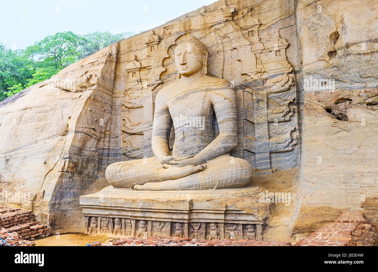 The Seated statue of Lord Buddha, located in Gal Viharaya, the most ...