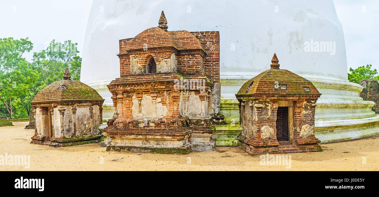The milky white Kiri Vihara (Rupavati Thupa) has brick frontispieces ...
