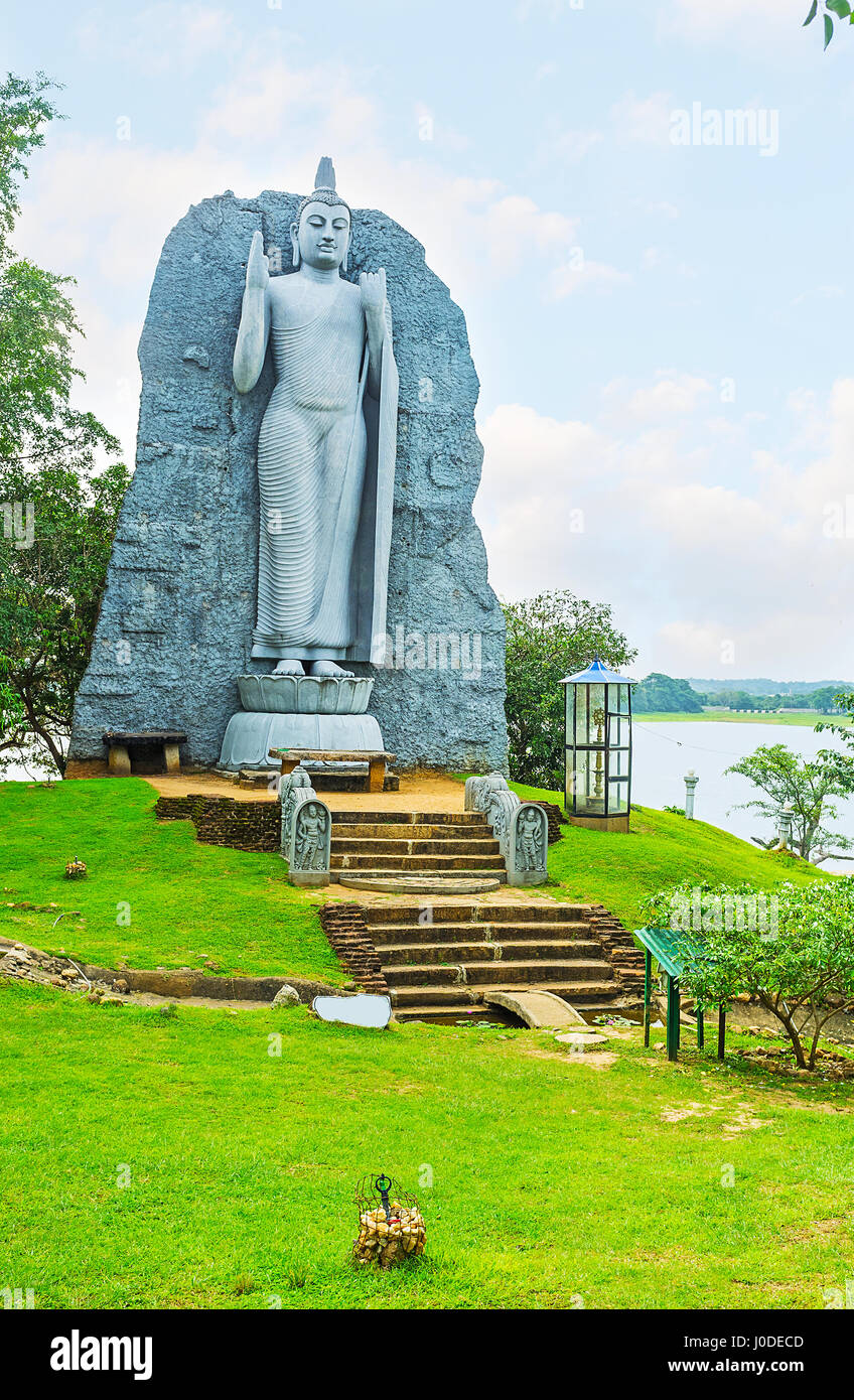 The statue of Lord Buddha at the bank of Giritale Lake, Sri Lanka Stock ...