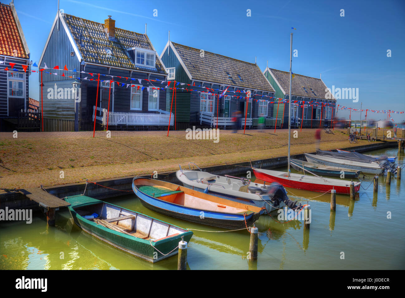 Traditional houses in Holland town Volendam, Netherlands Stock Photo ...