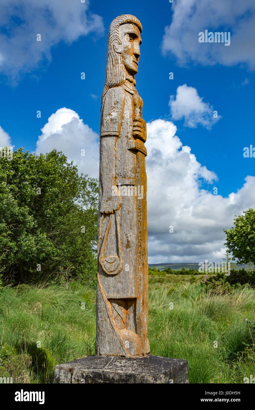 Wooden sculpture of Lugh, an ancient Irish god, near Dunlewy, County ...