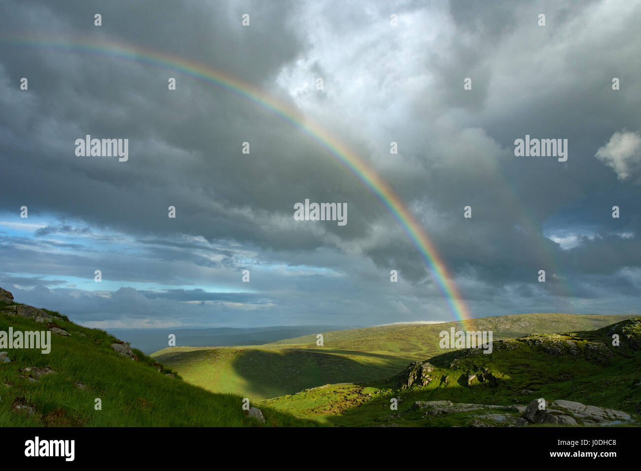 Rainbow over the Glendowen Mountains from Crockfadda in the Derryveagh ...