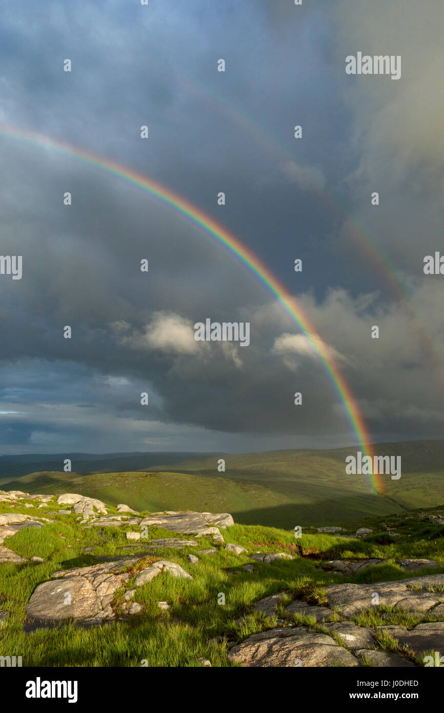 Rainbow over the Glendowen Mountains from Crockfadda in the Derryveagh ...