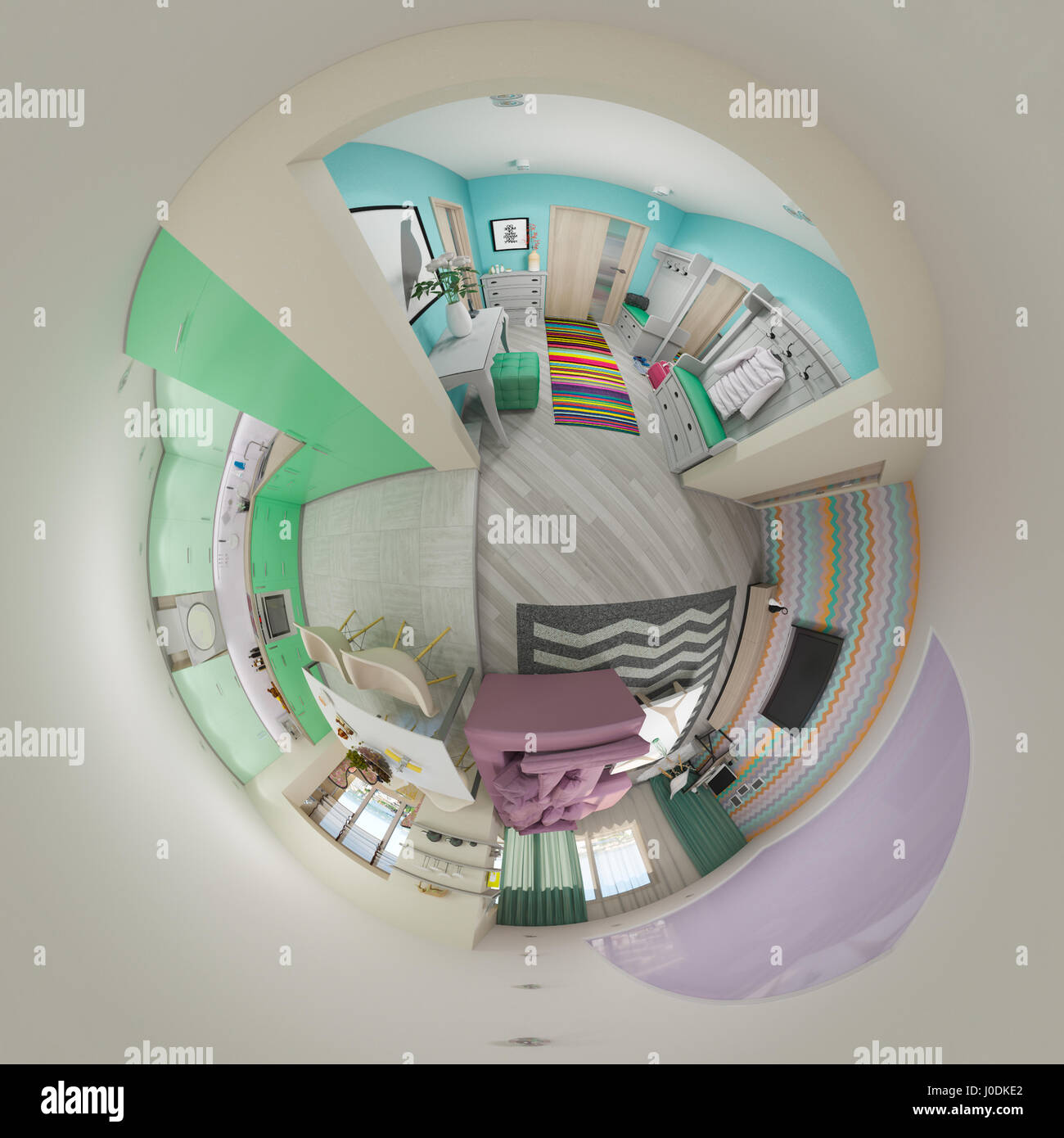 3d render 360 panorama living hi-res stock photography and images - Alamy