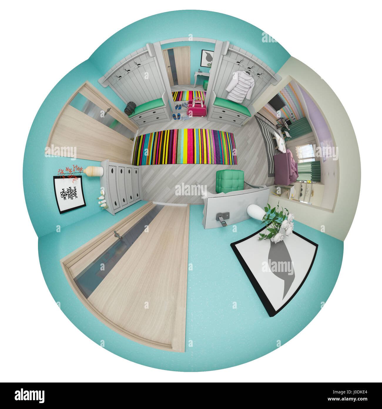 3d render 360 panorama hallway interior design Stock Photo - Alamy