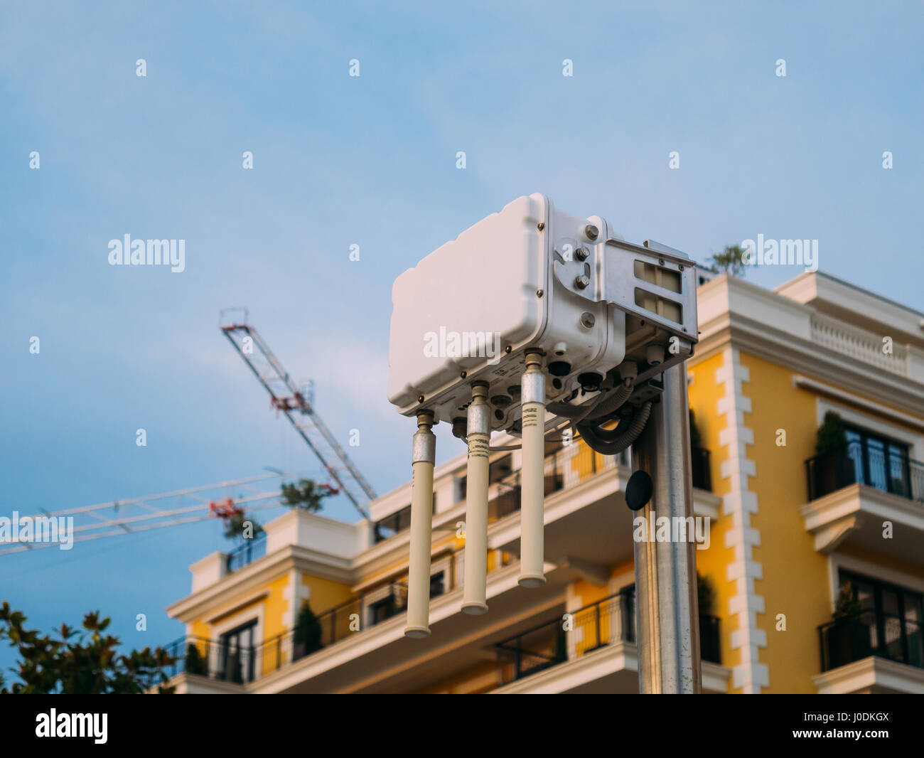 City wifi router. The street transmitter of the Internet signal Stock ...