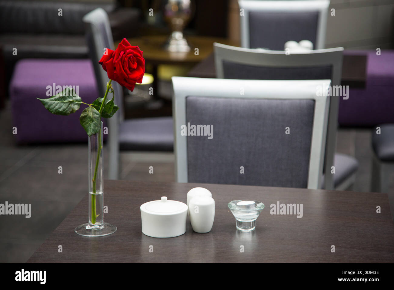 Modern Romantic Dinner with Rose Stock Photo - Alamy
