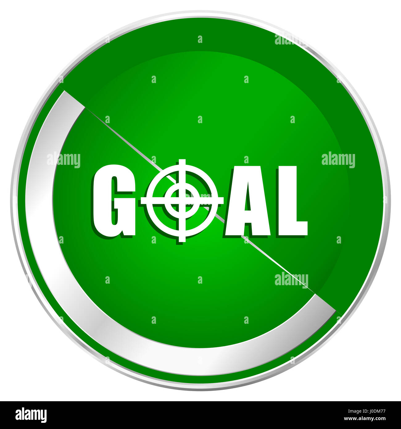 Goal silver metallic border green web icon for mobile apps and internet ...