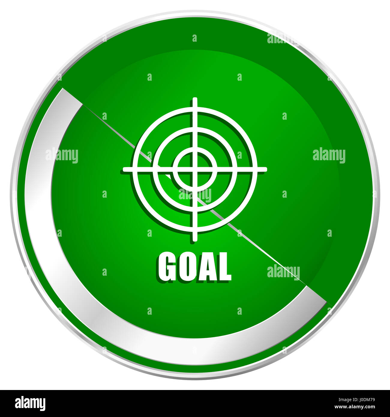 Goal silver metallic border green web icon for mobile apps and internet ...