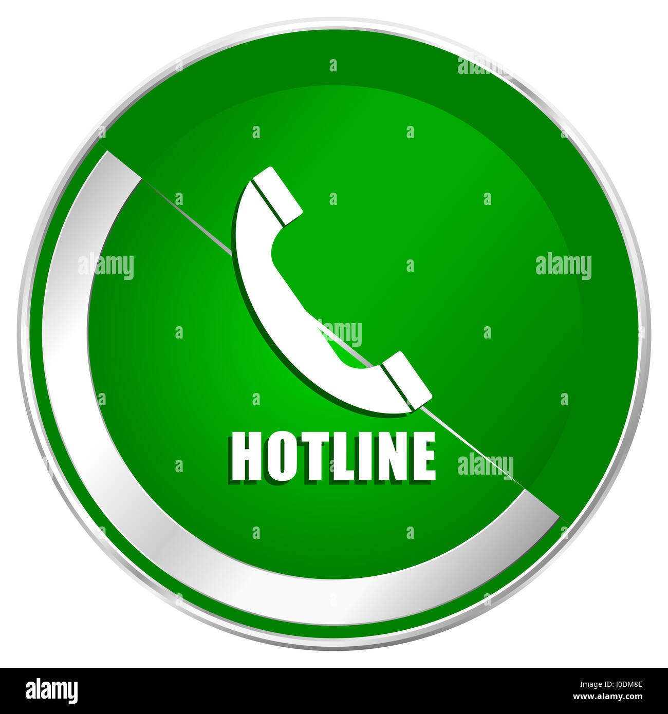 Hotline silver metallic border green web icon for mobile apps and ...