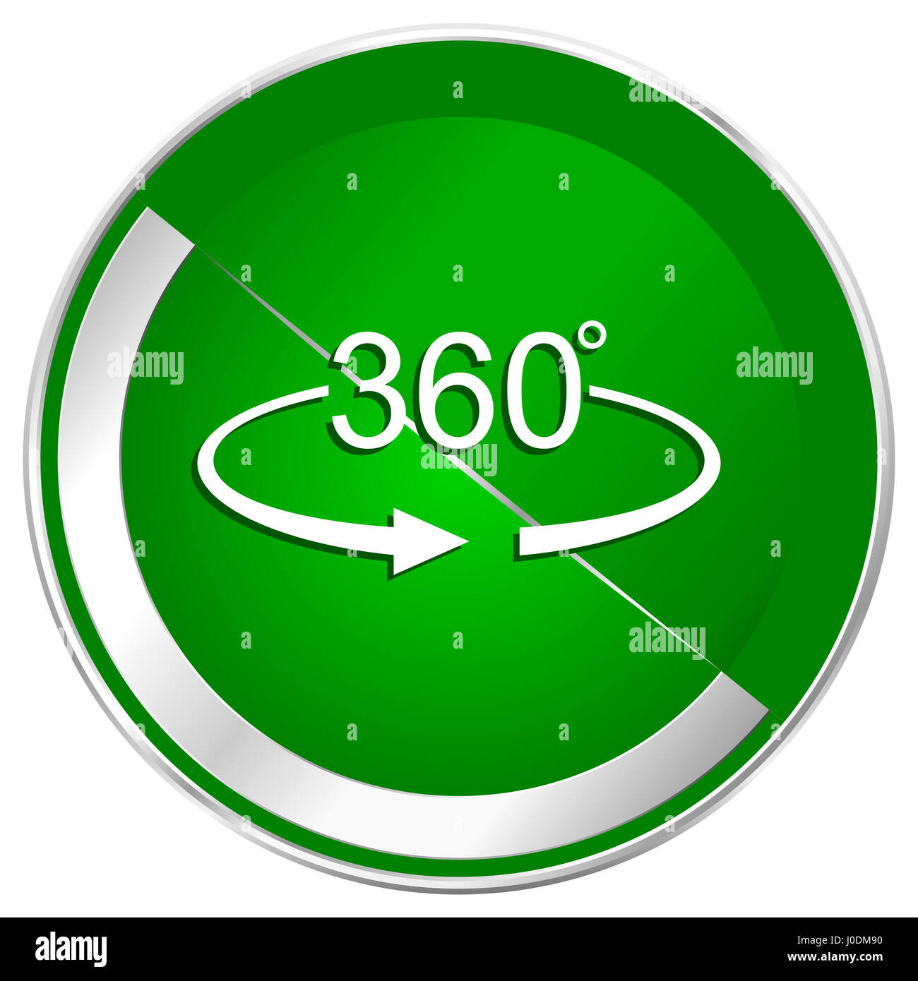 Panorama 360 silver metallic border green web icon for mobile apps and ...