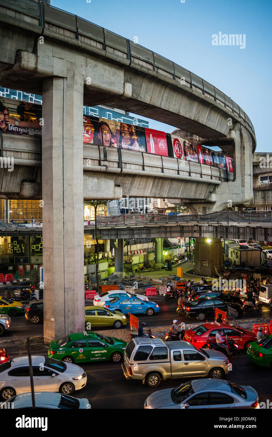 Night traffic near Siam road in the Bangkok, Thailand, Asia Stock Photo ...