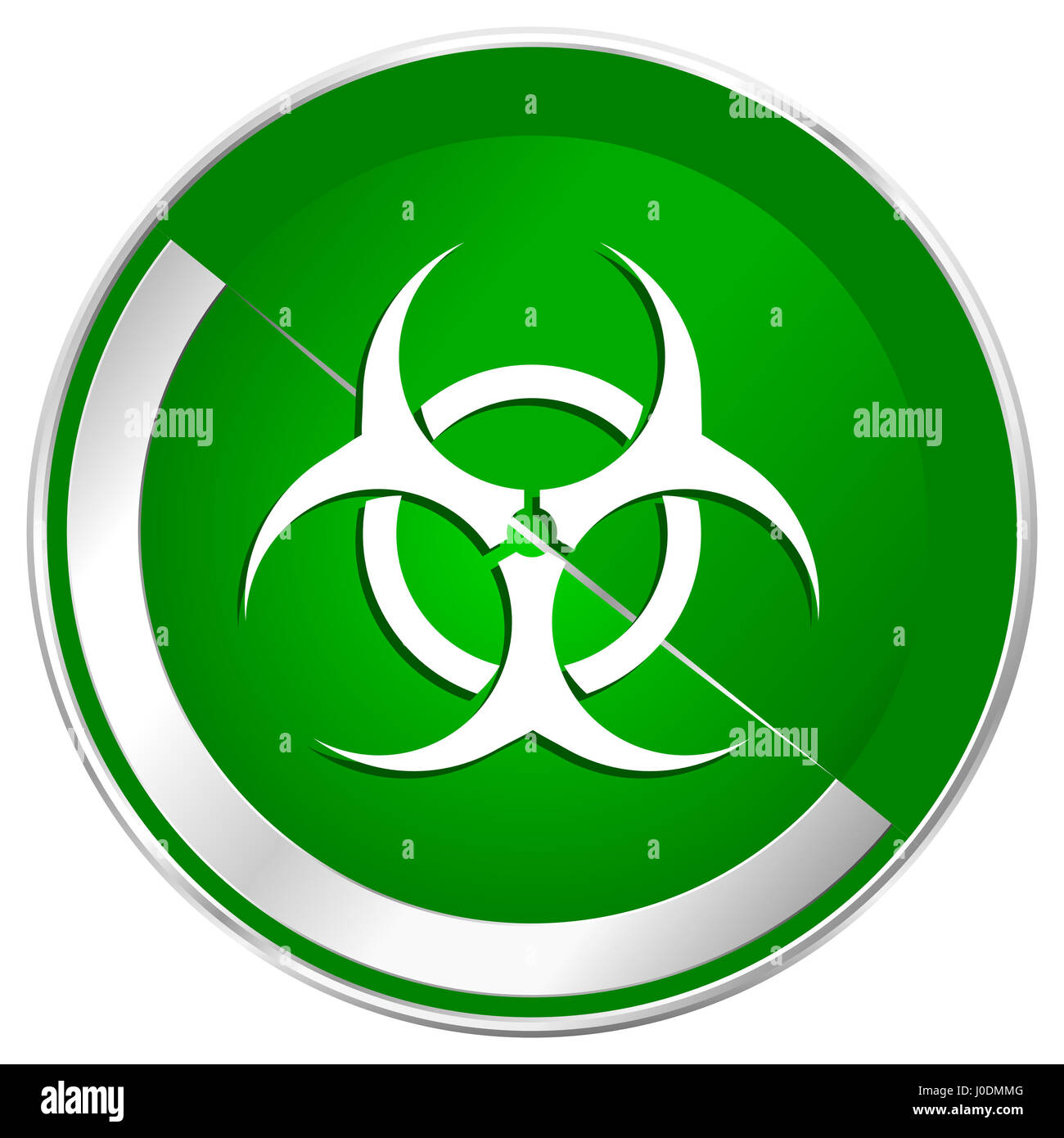Biohazard silver metallic border green web icon for mobile apps and ...