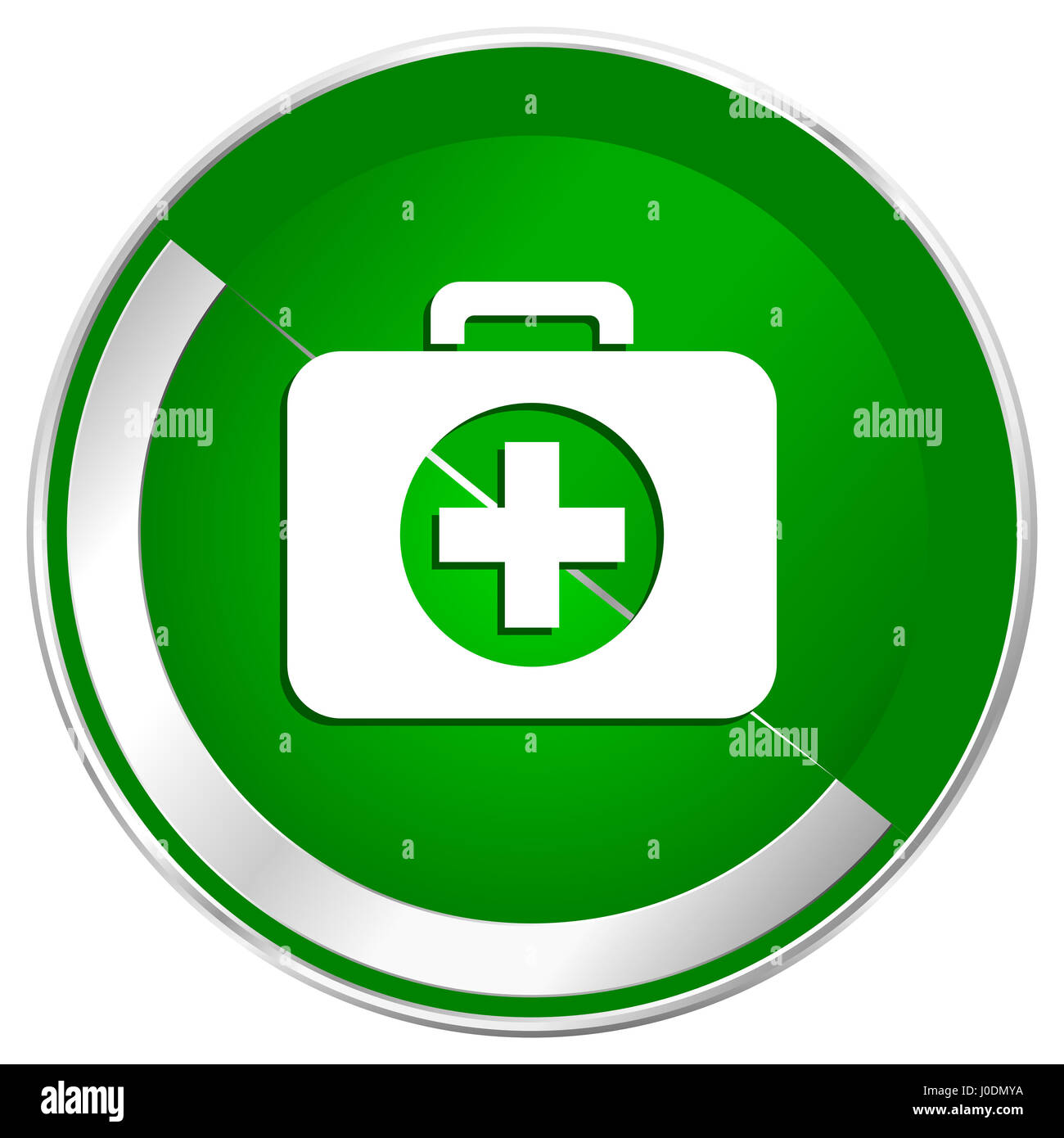 First aid silver metallic border green web icon for mobile apps and ...