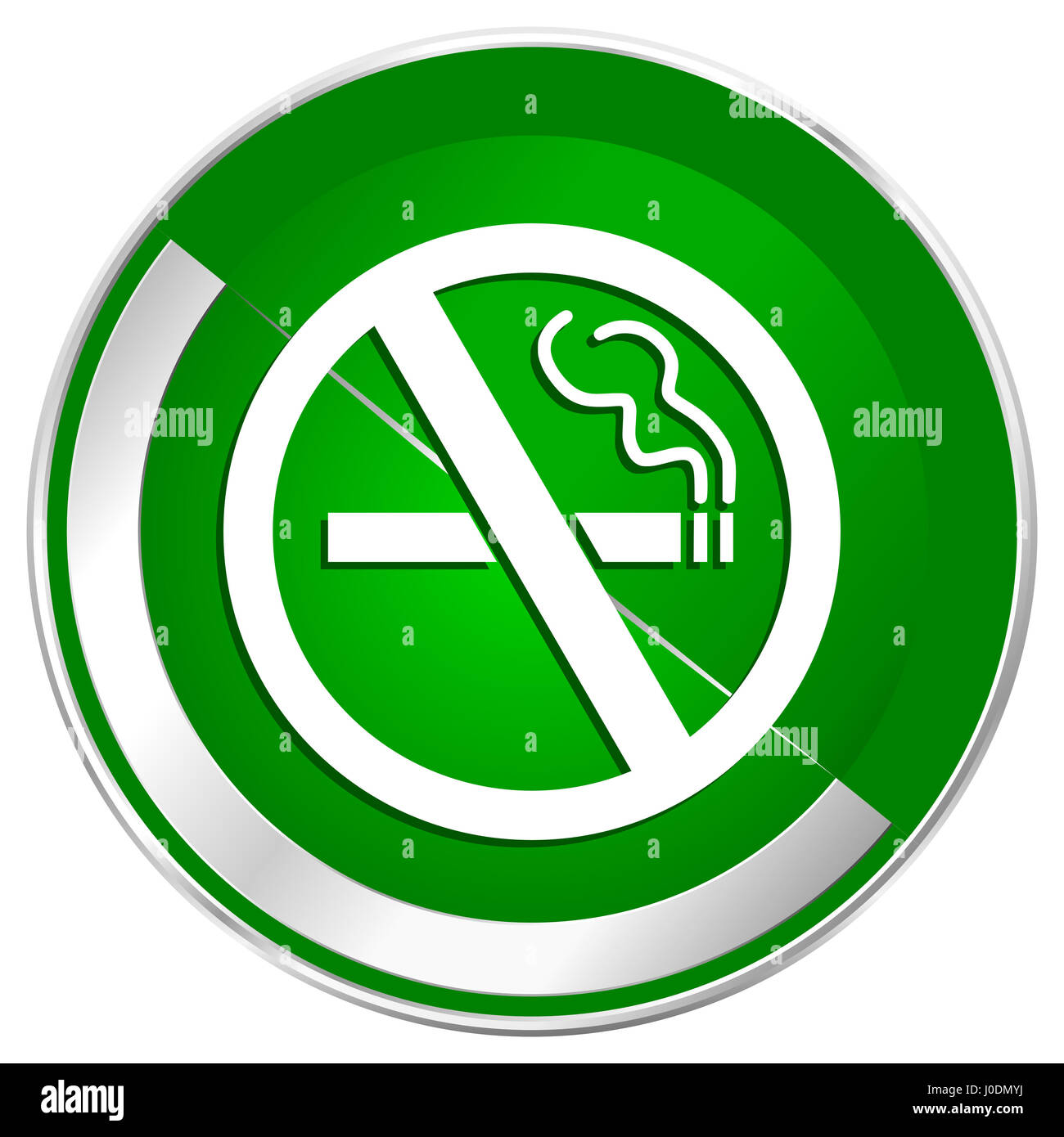 No smoking silver metallic border green web icon for mobile apps and ...