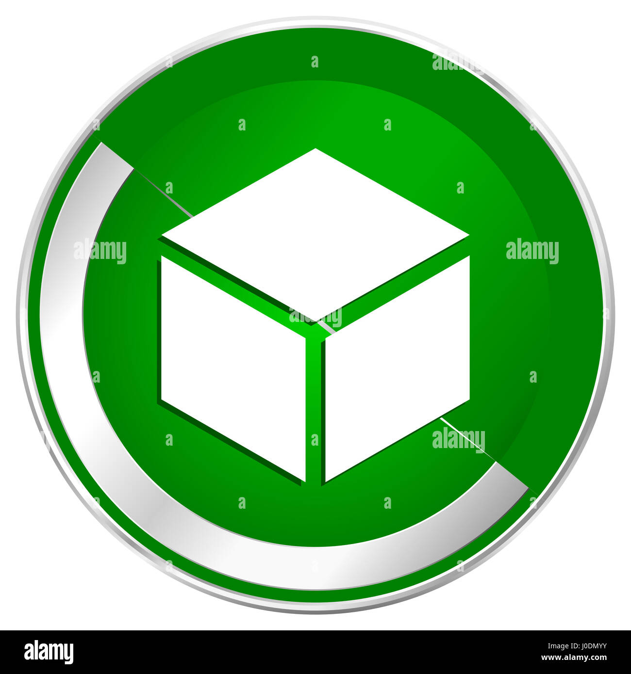 Box silver metallic border green web icon for mobile apps and internet ...