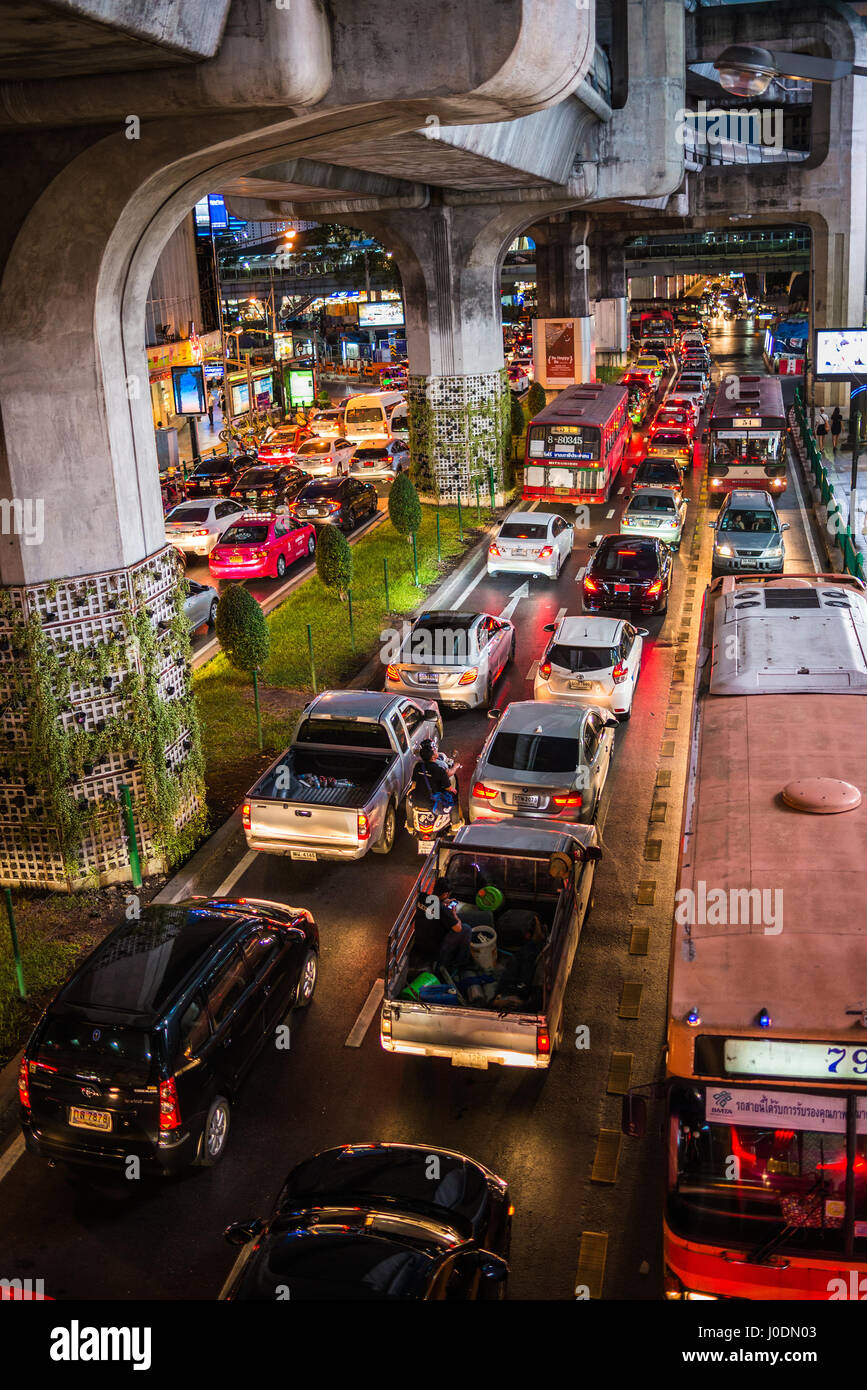 Night traffic near Siam road in the Bangkok, Thailand, Asia Stock Photo ...