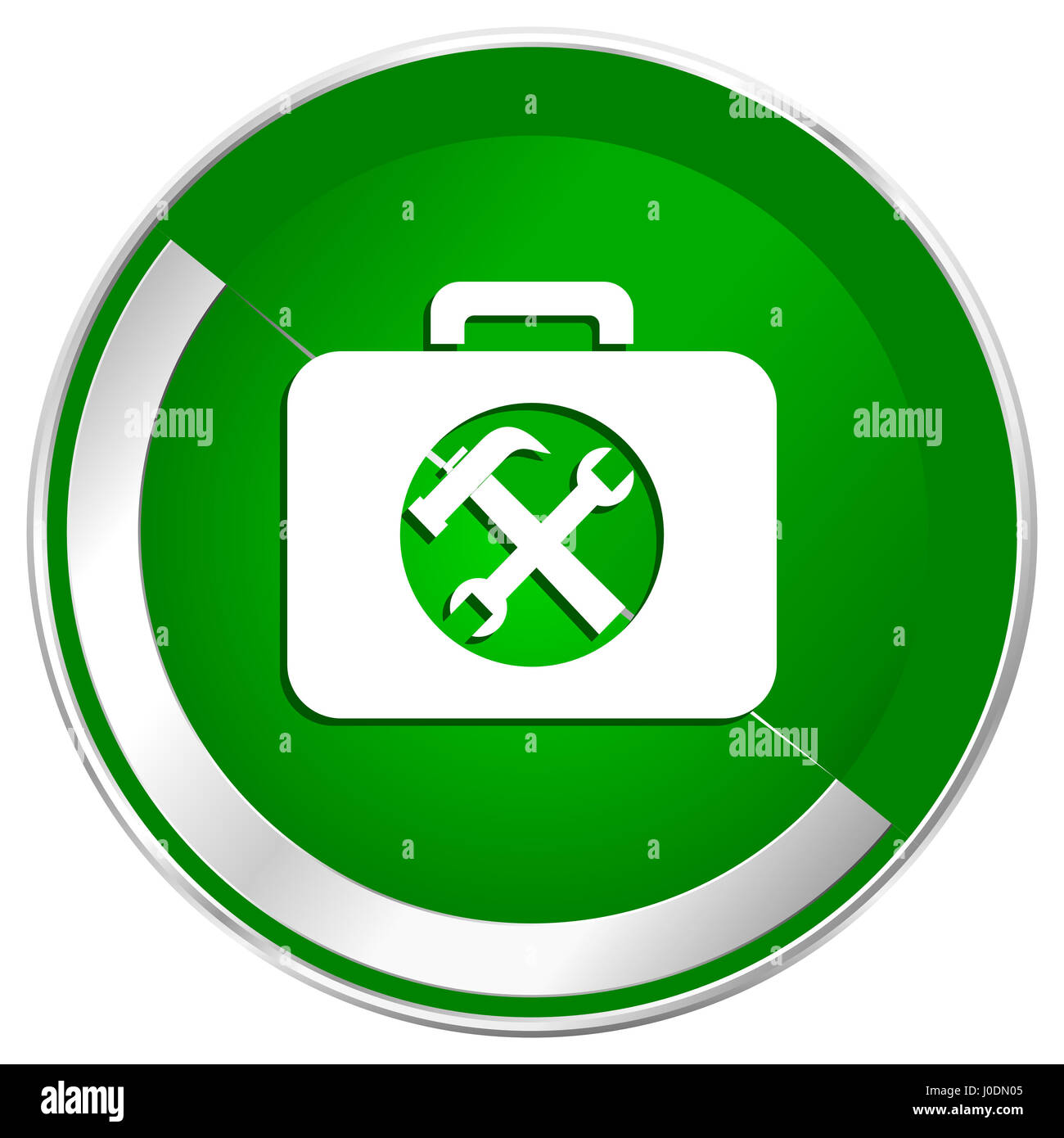 Toolkit silver metallic border green web icon for mobile apps and ...