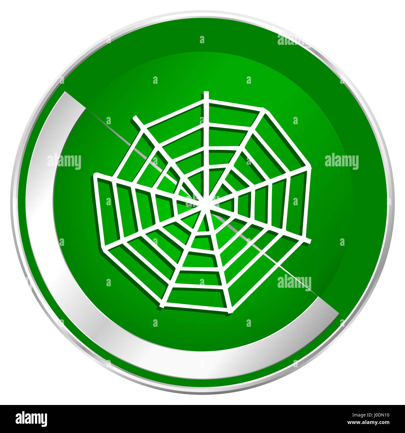 Spider web silver metallic border green web icon for mobile apps and ...