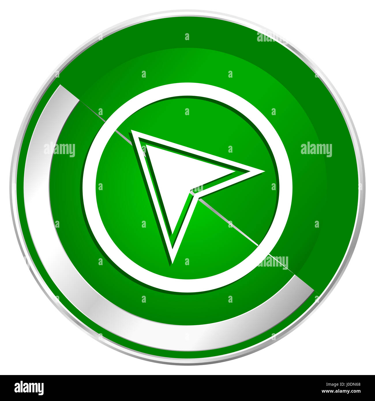 Navigation silver metallic border green web icon for mobile apps and ...