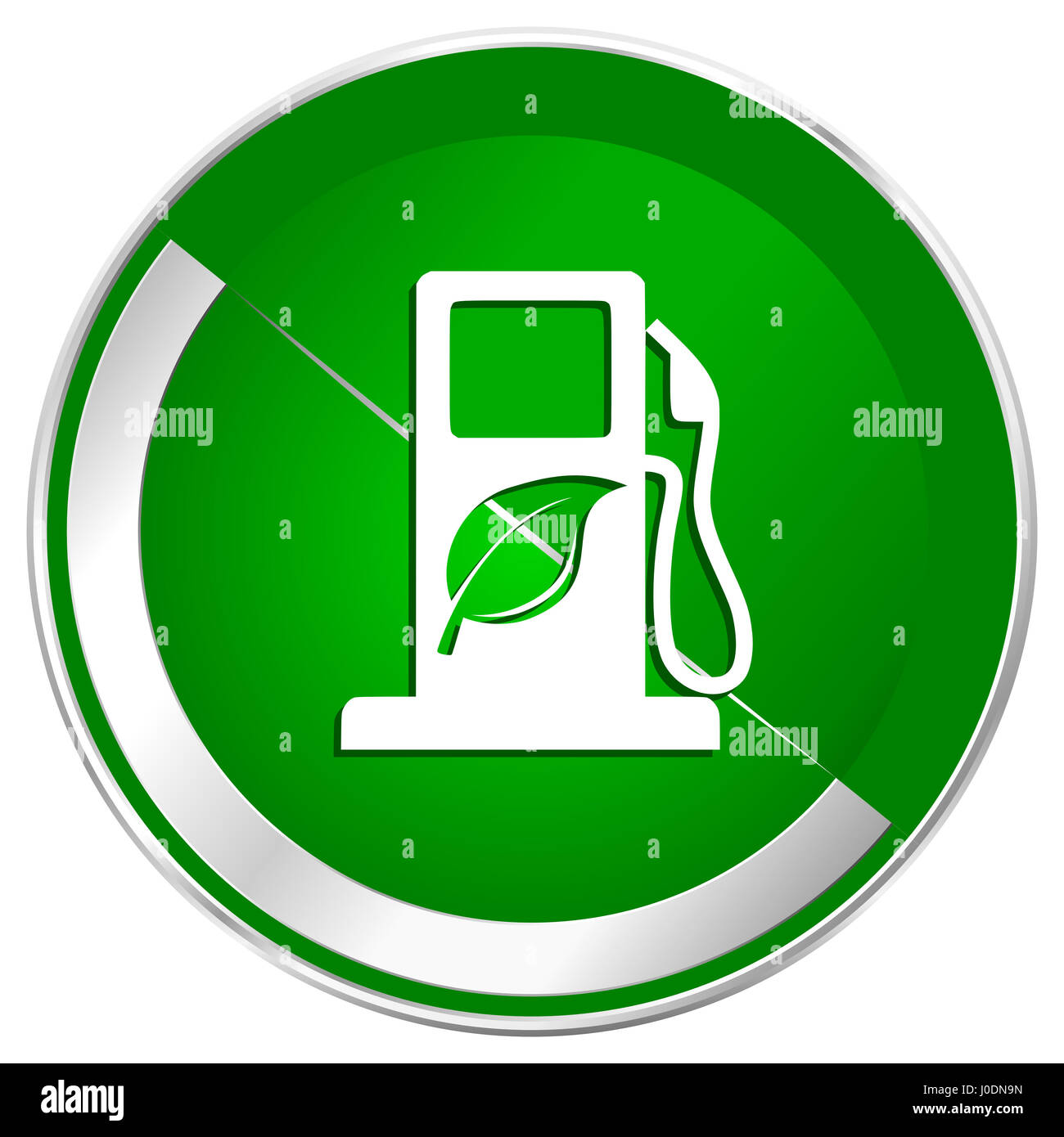 Biofuel silver metallic border green web icon for mobile apps and ...