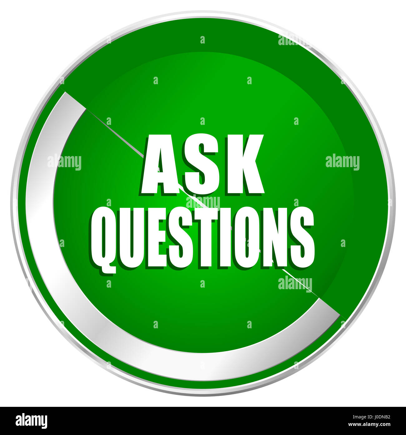 Ask questions silver metallic border green web icon for mobile apps and ...