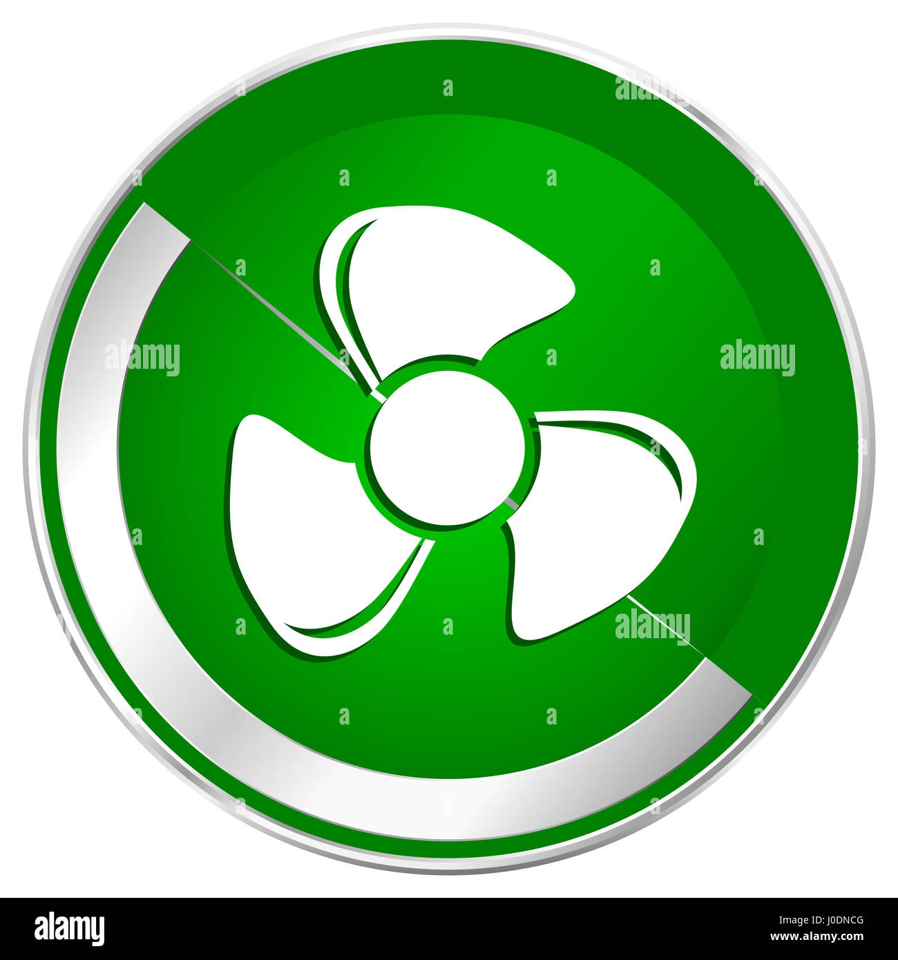 Fan silver metallic border green web icon for mobile apps and internet ...