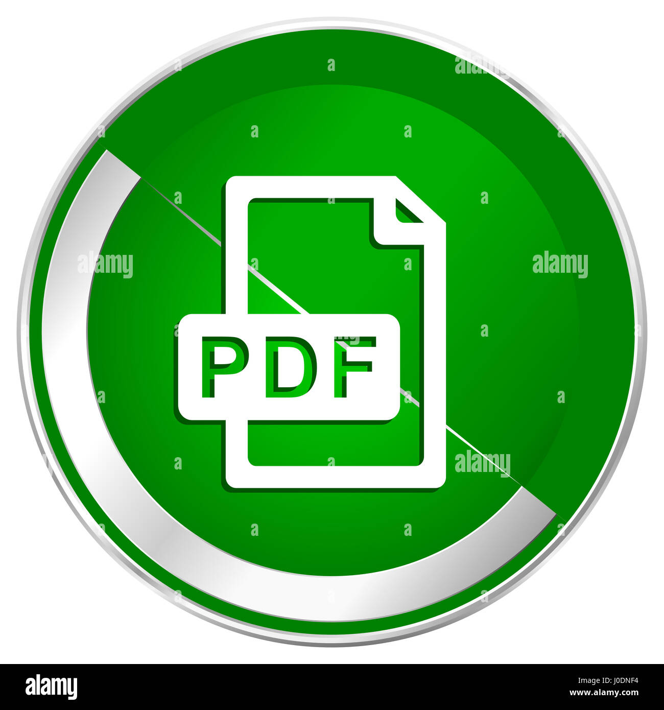 Pdf file silver metallic border green web icon for mobile apps and ...