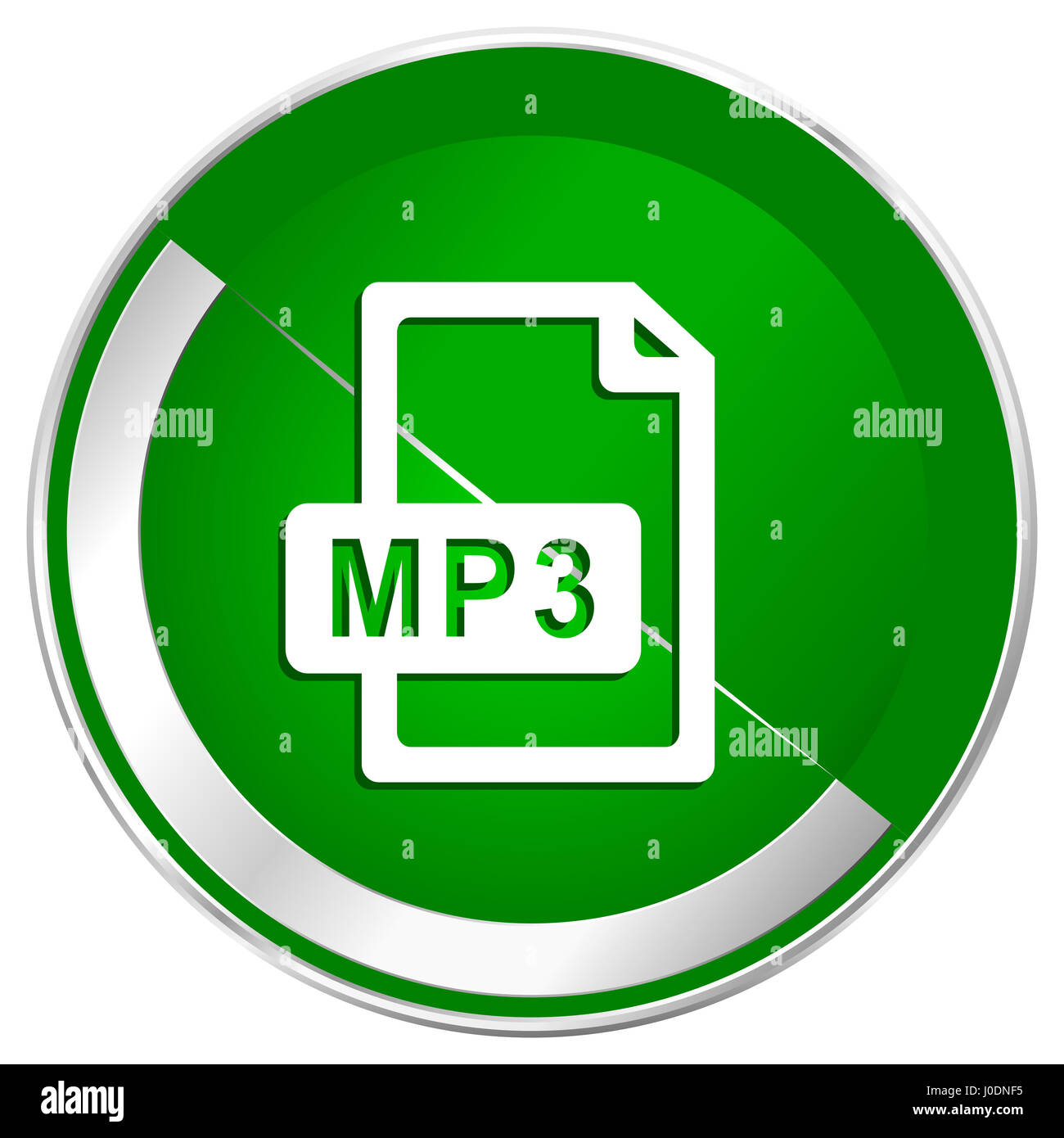 Mp3 file silver metallic border green web icon for mobile apps and ...