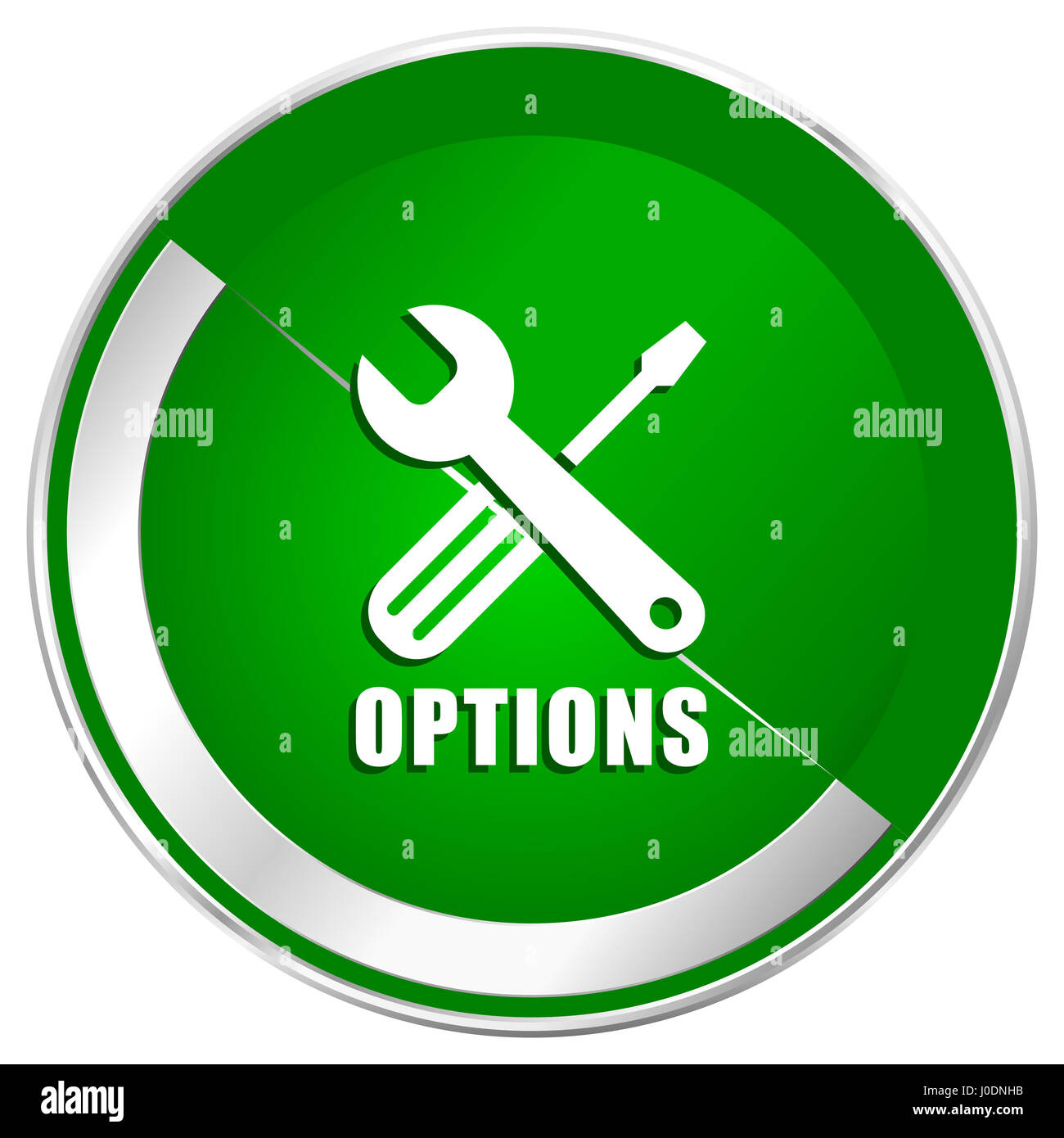 Options silver metallic border green web icon for mobile apps and ...