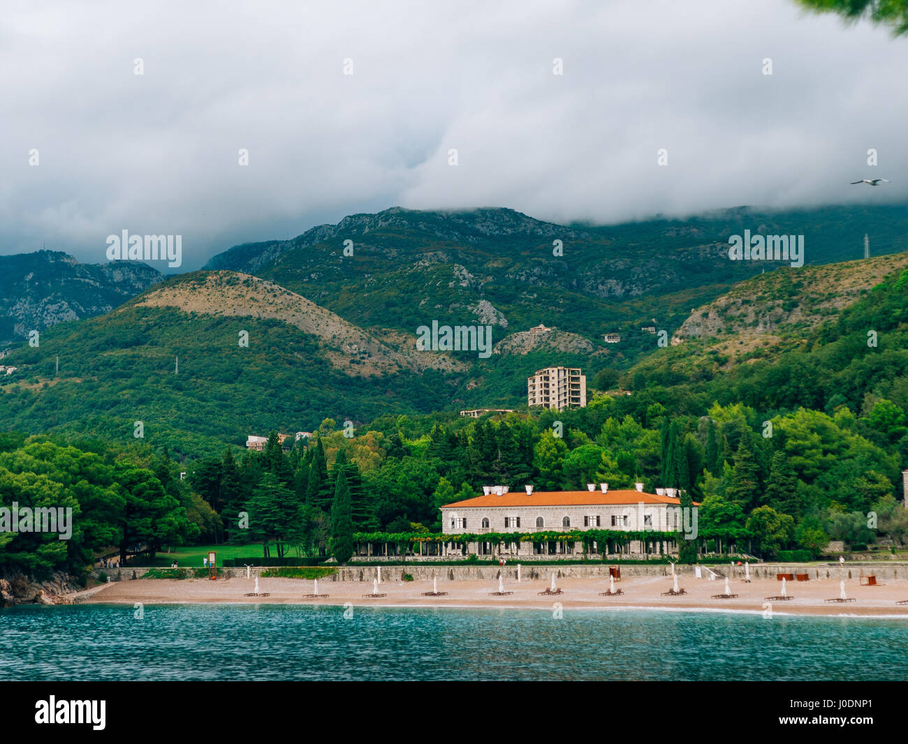 The park Milocer, Villa, beach Queen. Near the island of Sveti Stefan ...