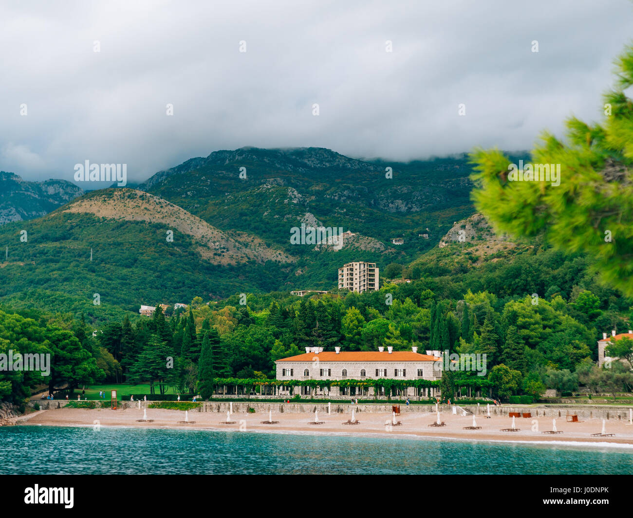 The park Milocer, Villa, beach Queen. Near the island of Sveti Stefan ...