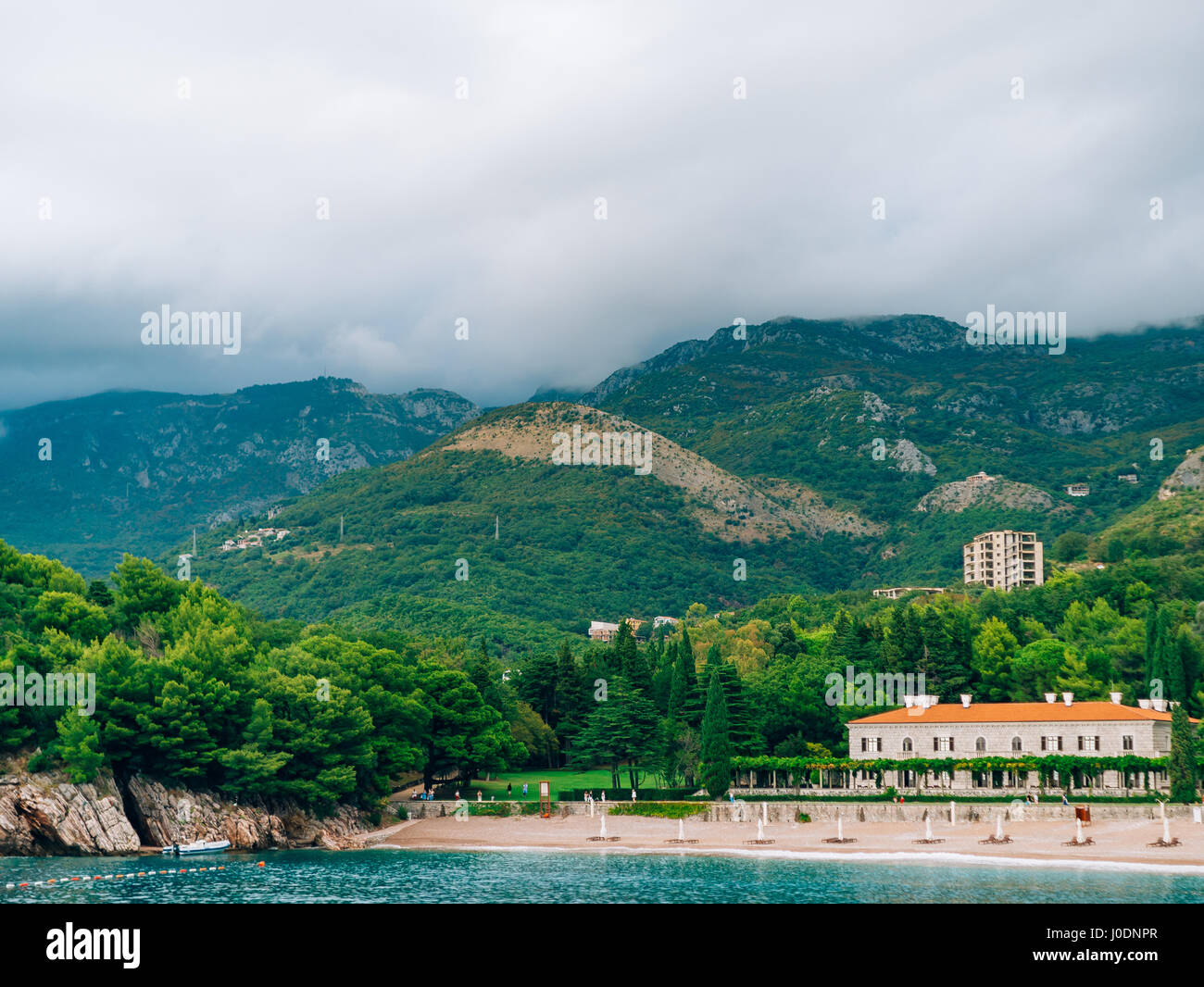 The park Milocer, Villa, beach Queen. Near the island of Sveti Stefan ...