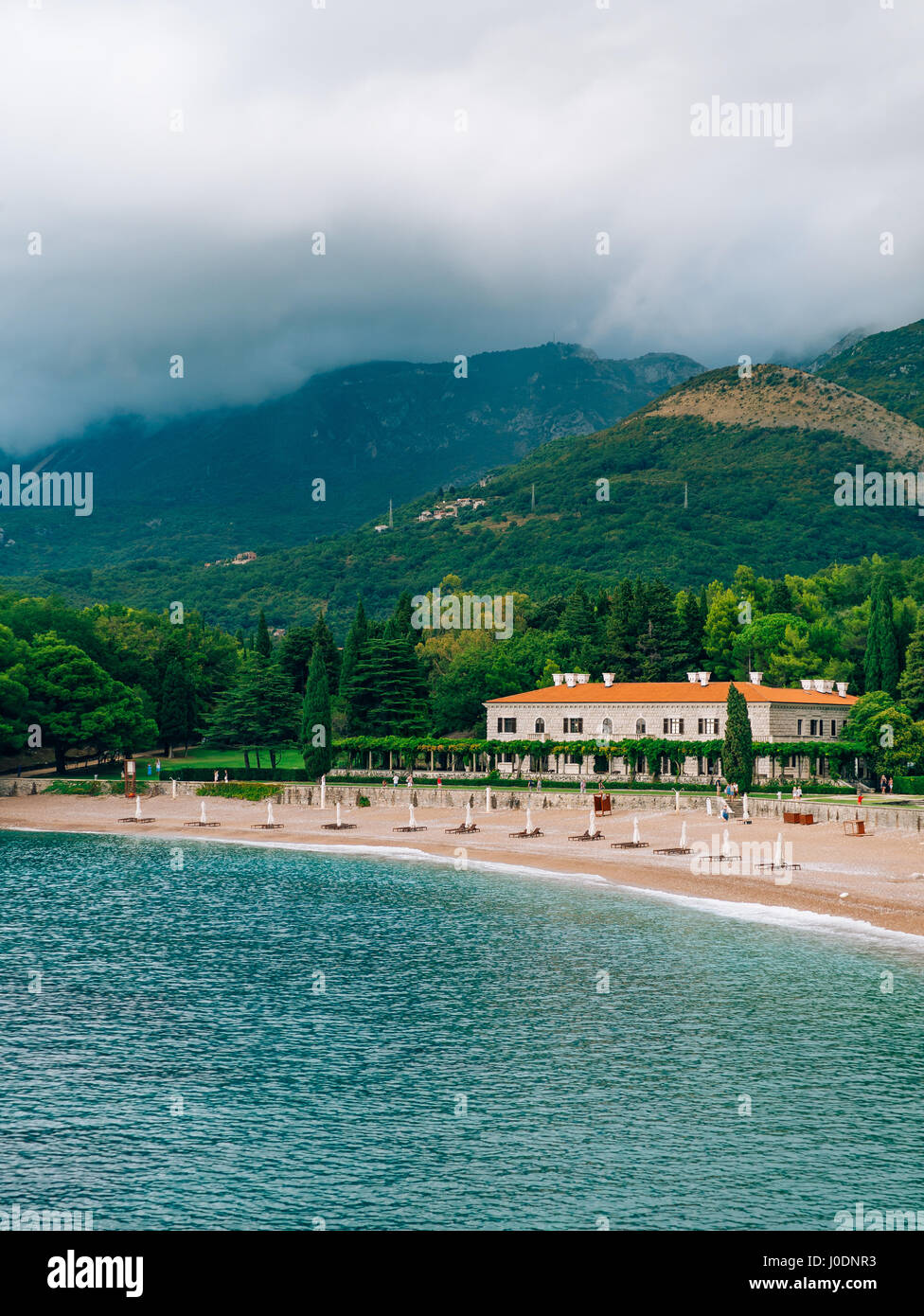 The park Milocer, Villa, beach Queen. Near the island of Sveti Stefan ...