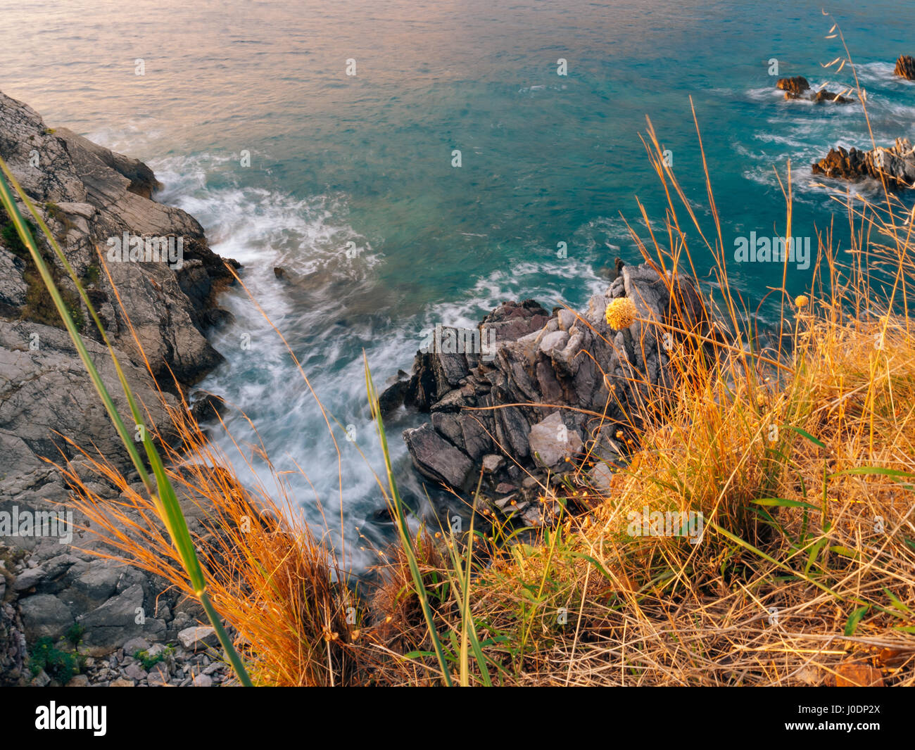 Rocks on the sea in Montenegro. Rocky coast. Wild beach. Dangero Stock ...