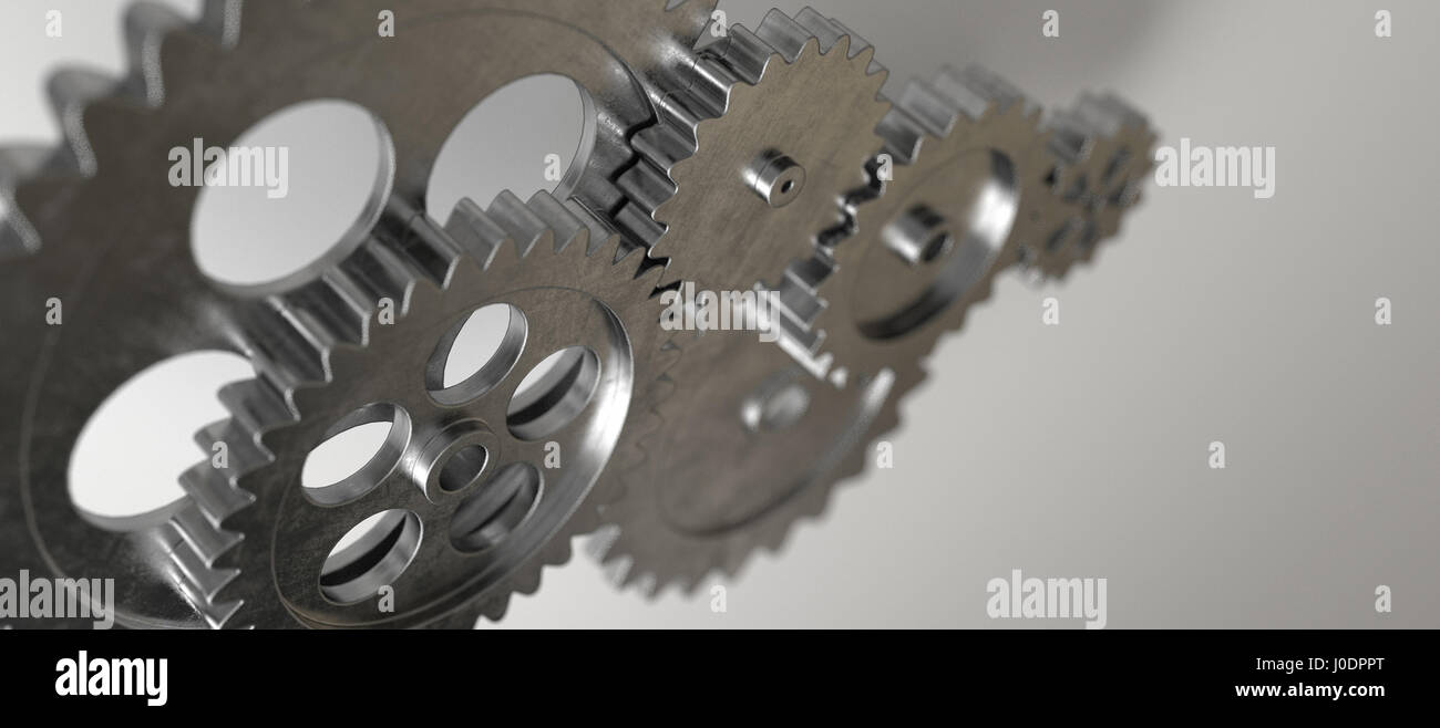 Machine metal gear mechanism background. 3D illustration Stock Photo ...