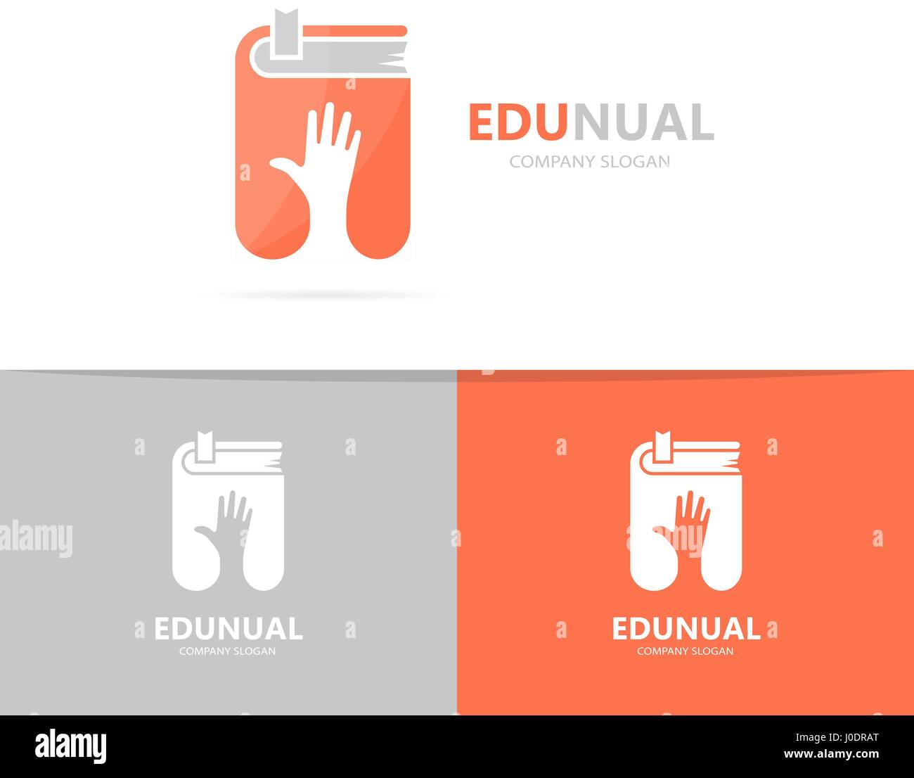 Vector of hand and book logo combination. Arm and library symbol or ...