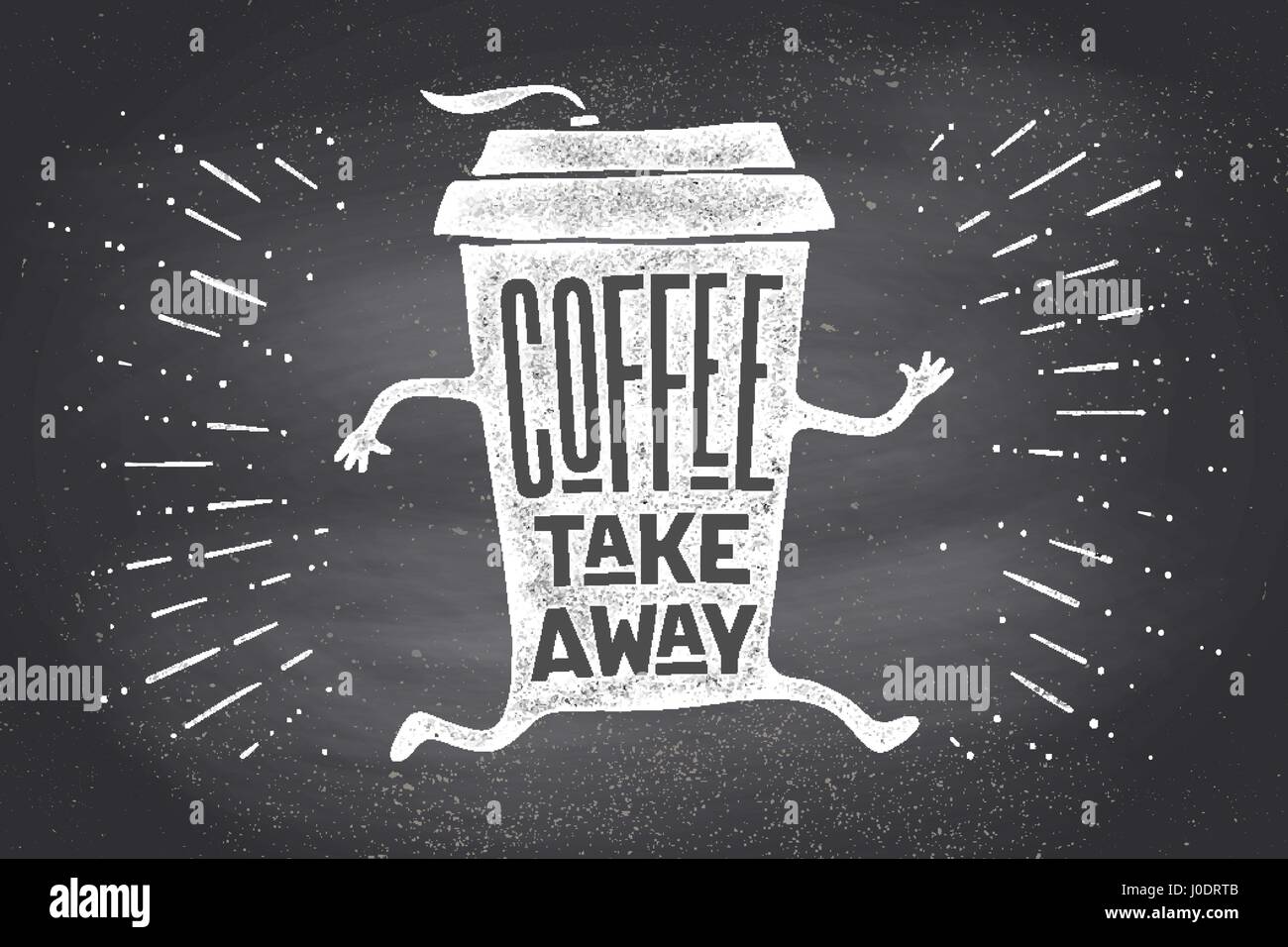 Poster take out coffee cup with lettering Coffee take away Stock Vector ...