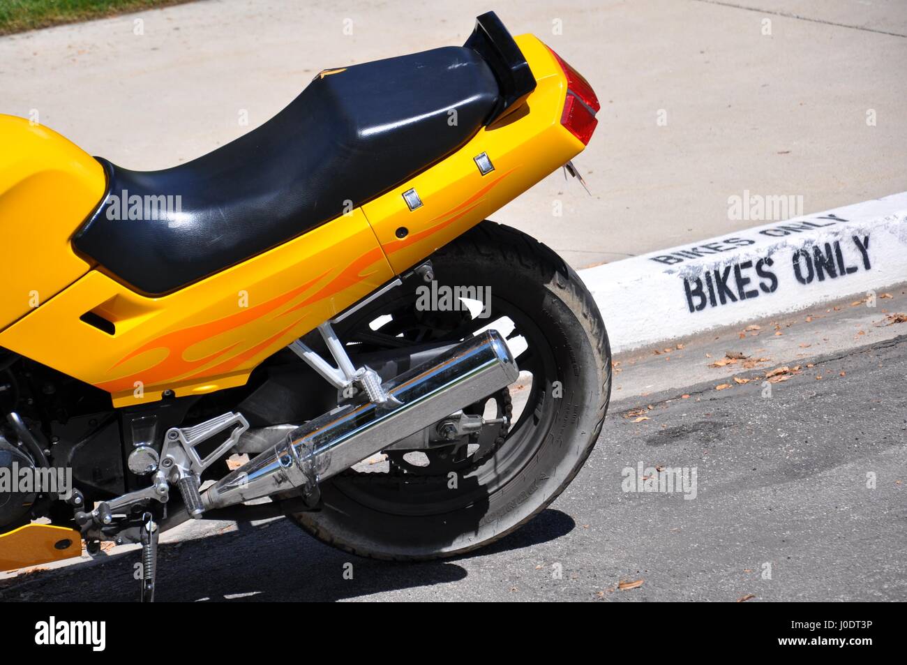 motorcycle parking only Stock Photo - Alamy