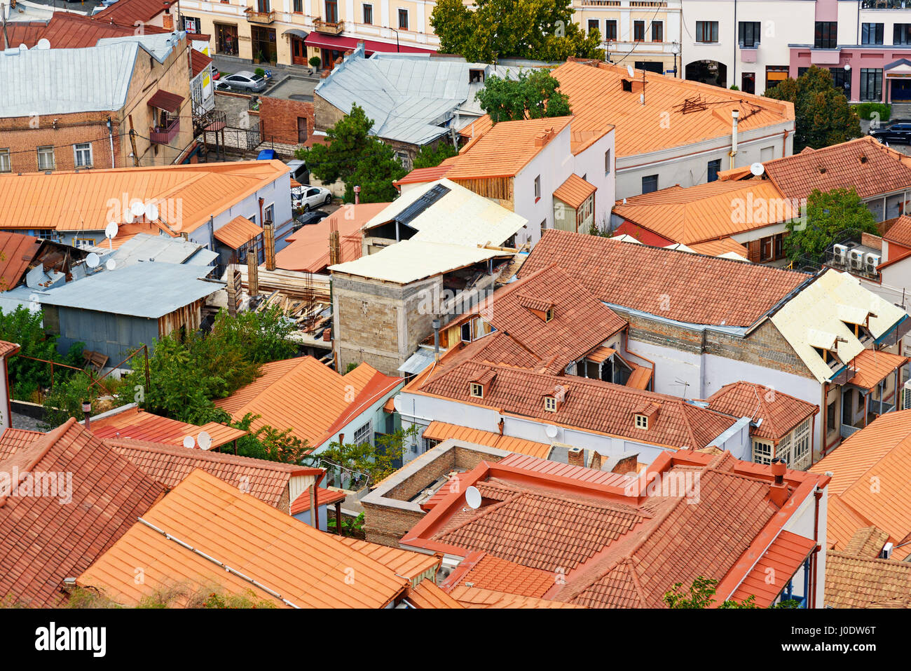 Top view of roof of houses Old city Tbilisi, Georgia Stock Photo - Alamy